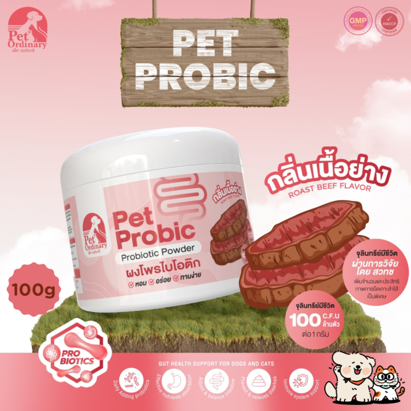Pet Ordinary Pet Probic ผงโพรไบโอติก ปรับสมดุลลำไส้ สำหรับสุนัข แมว แก้ ...